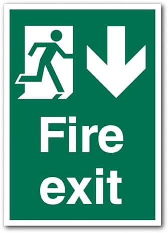 Fire Exit (Down) Sign Fire Exit Signs Safety Condition Signs Metal Tin ...