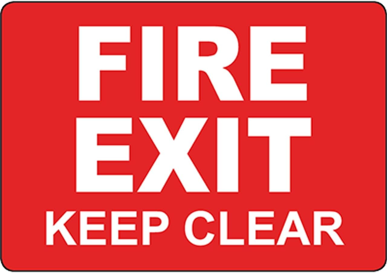 Fire Exit Keep Clear Sign - 3230 Safety Signs Fire Safety Signs 8x12 ...
