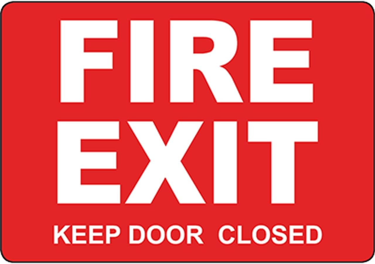 Fire Exit Keep Door Closed Sign Safety Signs Fire Safety Signs 8x12 ...