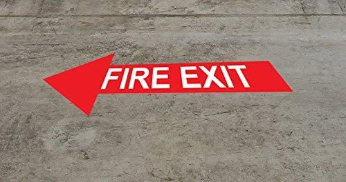 "Fire Exit" Left Facing , Durable Laminated Vinyl Floor Sign- Sign by ...