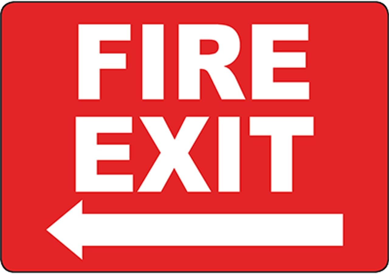 Fire Exit Left arrow Sign Safety Signs Directional Safety Signs 8x12 ...