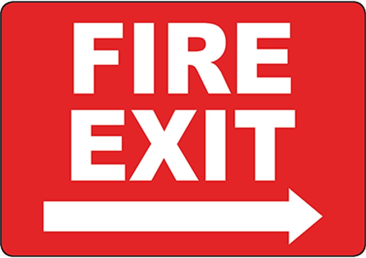 Fire Exit Right arrow Sign Safety Signs Directional Safety Signs 8x12 ...