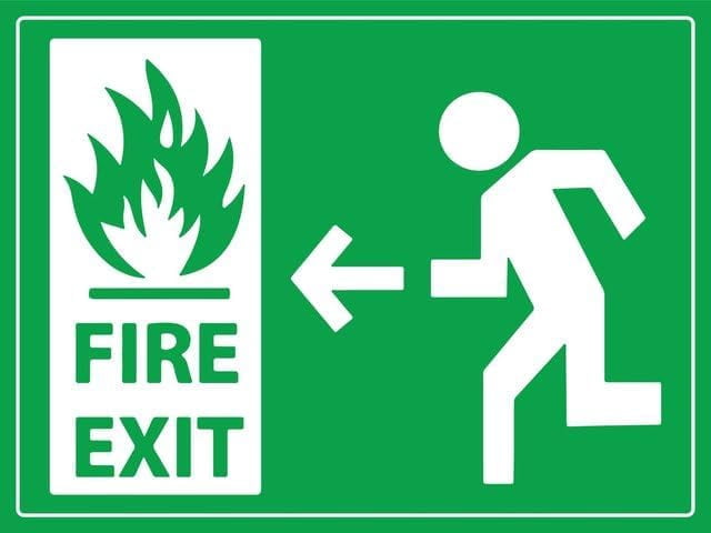Fire Exit Running Man Left Arrow 8"x12" Rust-Resistant Aluminum Sign ...