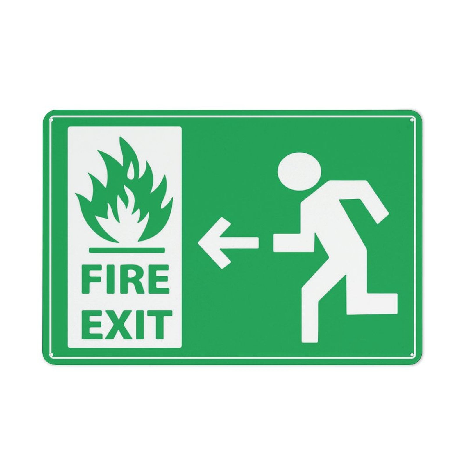 Fire Exit Running Man (Left Arrow) Sign Outdoor Metal Sign - 12 X 8 ...