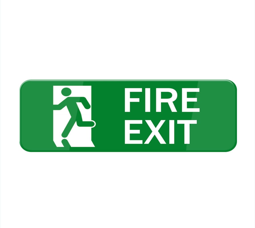 Fire Exit Sign, 10 X 3 Inch Acrylic Plastic Sign With Symbols, Self ...