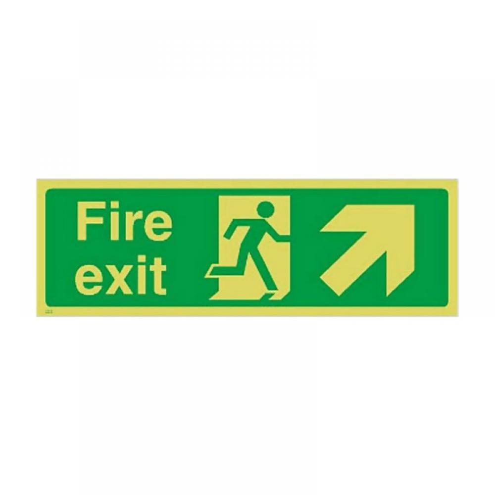 Fire Exit Sign Stickers Decal Adhesive Glow In The Dark With Direction ...