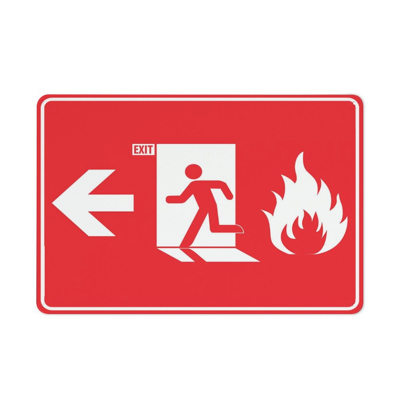 Fire Exit With Fire Icon (Left Arrow) Sign Outdoor Metal Sign - 12 X 8 ...