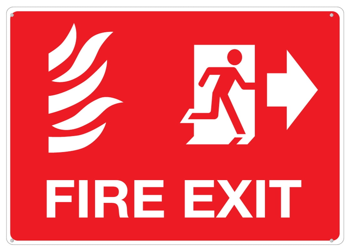 Fire Exit With Pictograms Sign Signs Outdoor, Uv Printed Aluminum 12 X ...