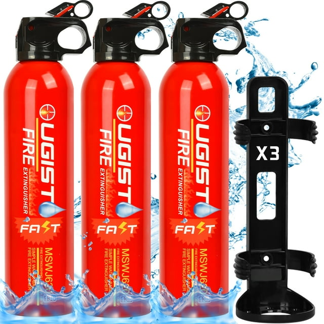 Ougist Compact Portable Fire Extinguisher 3 Pack with Bracket, 620ml ...