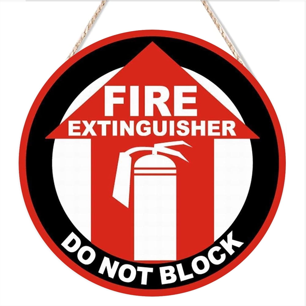 Fire Extinguisher Do Not Block Rustic Round Hanging Wood Sign Door Sign ...