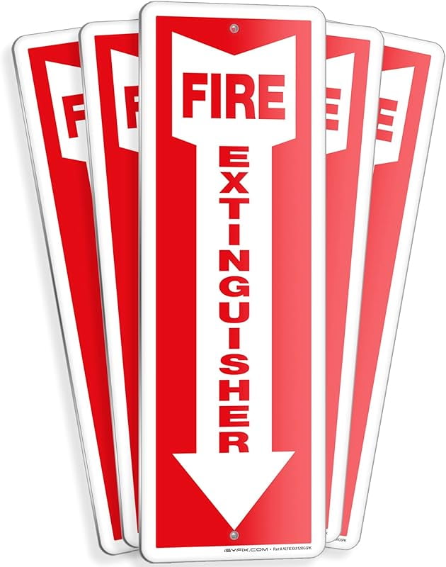 Fire Extinguisher Glow in the Dark Aluminum Signs – 10 Pack 4x12 Inch ...