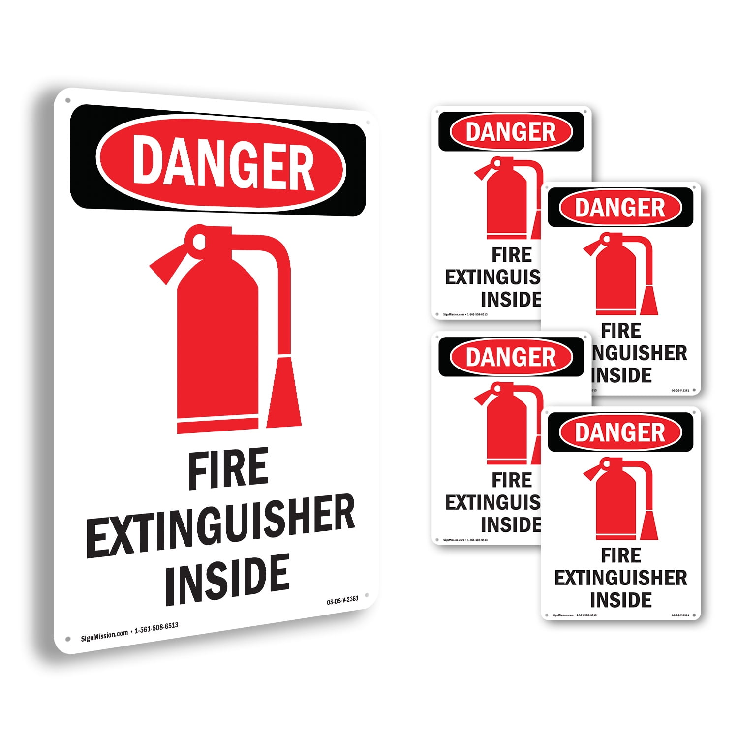 Fire Extinguisher Inside OSHA Danger Rigid Plastic Sign 24 Inch x 18 ...