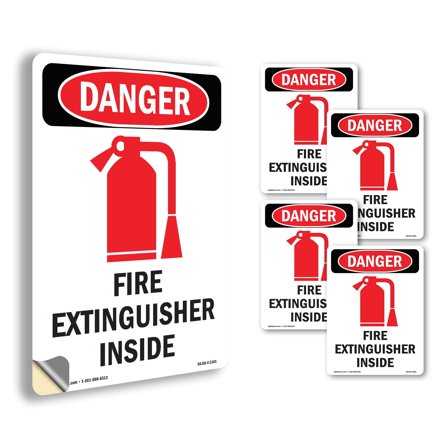 Fire Extinguisher Inside OSHA Danger Vinyl Decal Label 10 Inch x 7 Inch ...