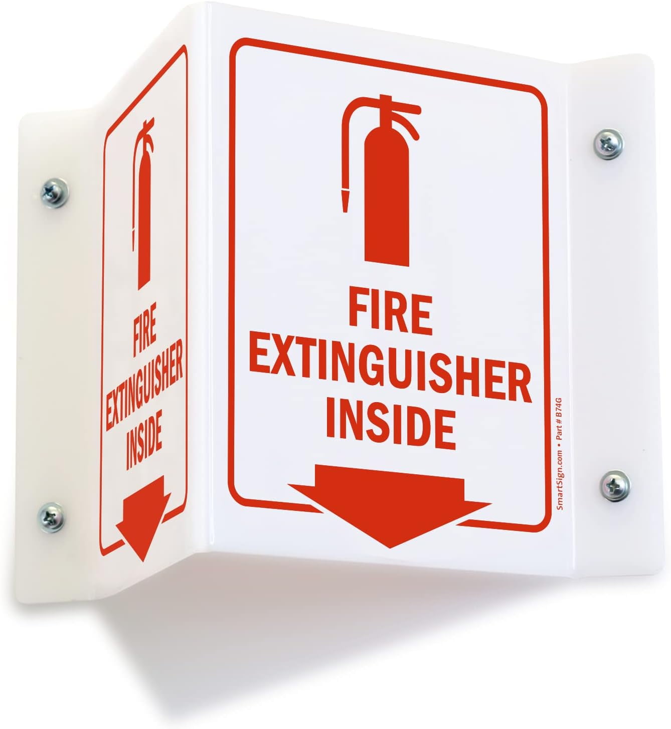 Fire Extinguisher Inside Projecting Sign With Down Arrow, Two-Sided V ...