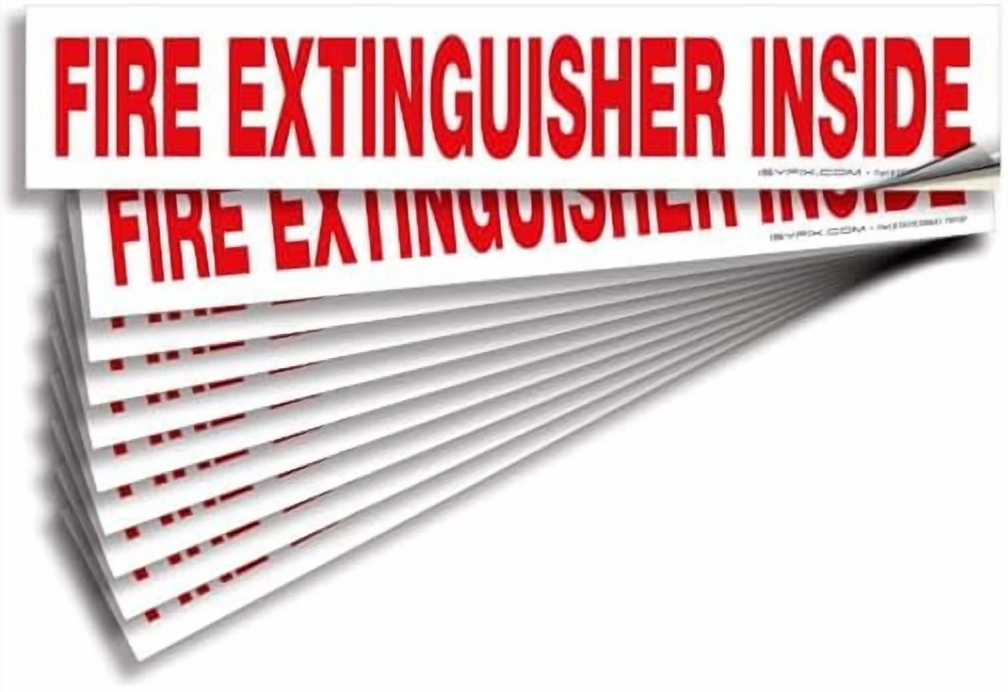 Fire Extinguisher Inside Signs Stickers for Vehicles – 10 Pack 9x1.7 ...