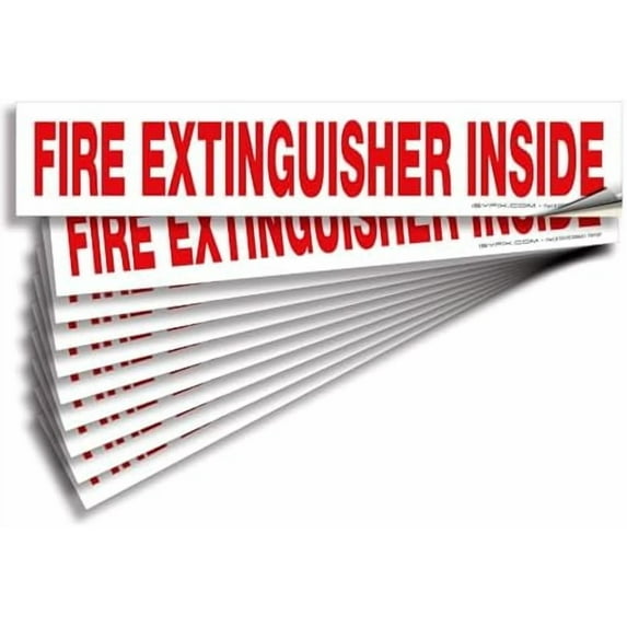 Fire Extinguisher Inside Signs Stickers for Vehicles – 10 Pack 9x1.7 ...