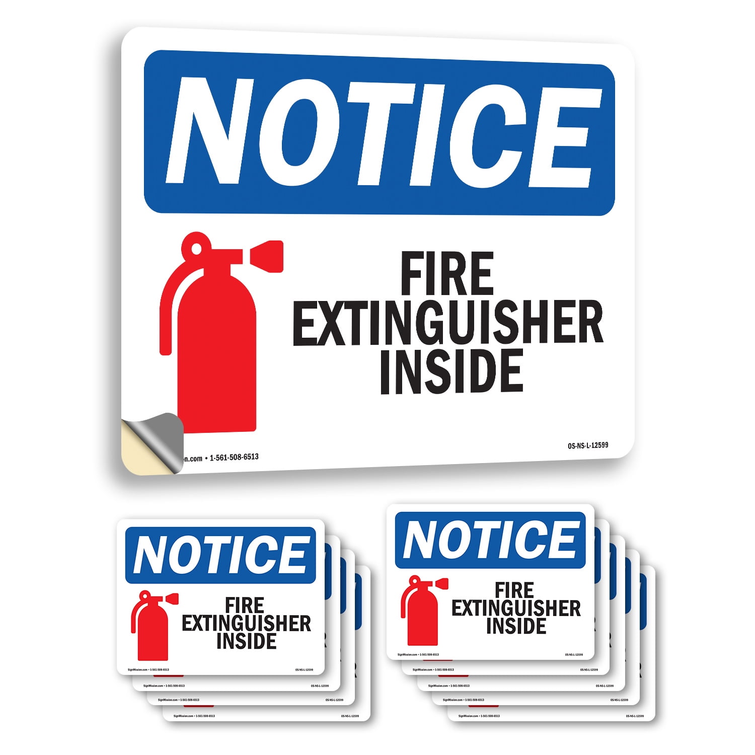 Fire Extinguisher Inside With Symbol OSHA Notice Vinyl Decal Label 14 ...