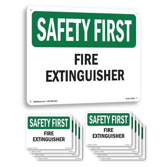 Fire Extinguisher OSHA SAFETY FIRST Aluminum Sign 18 Inch x 12 Inch ...