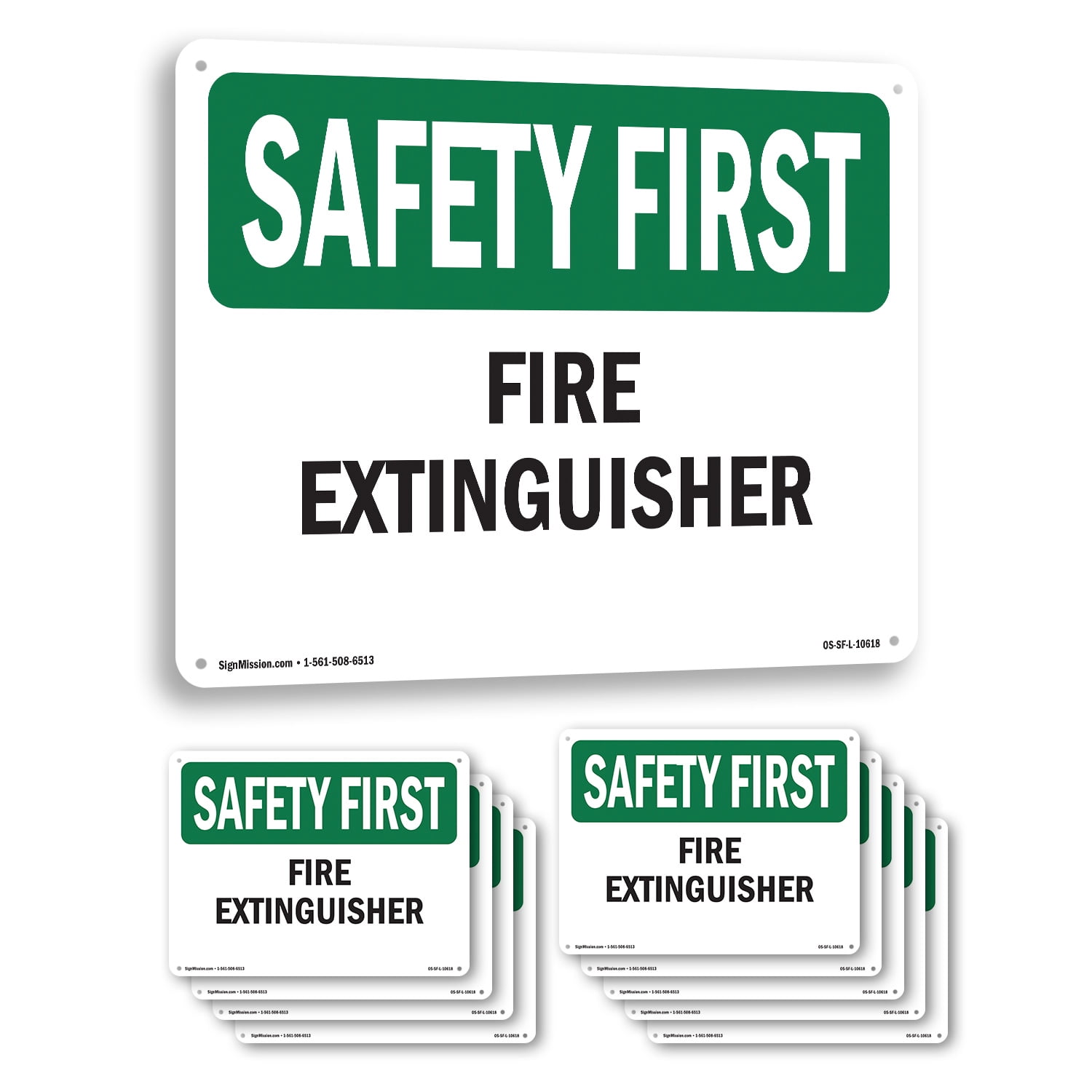 Fire Extinguisher OSHA SAFETY FIRST Rigid Plastic Sign 10 Inch x 7 Inch ...