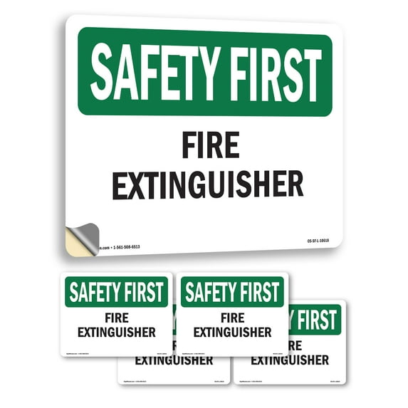 Fire Extinguisher OSHA SAFETY FIRST Vinyl Decal Label 5 Inch x 3.5 Inch ...