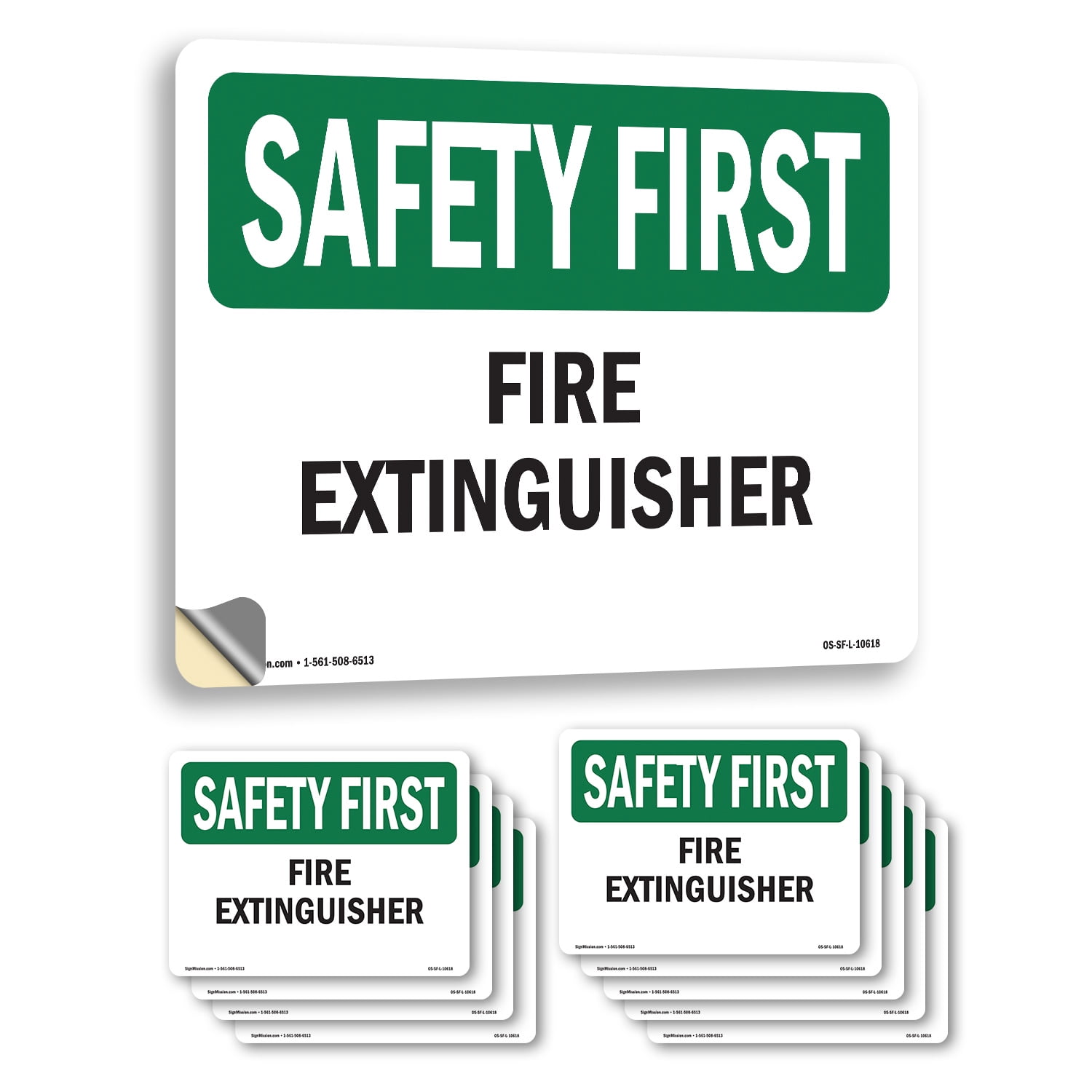 Fire Extinguisher OSHA SAFETY FIRST Vinyl Decal Label 7 Inch x 5 Inch ...