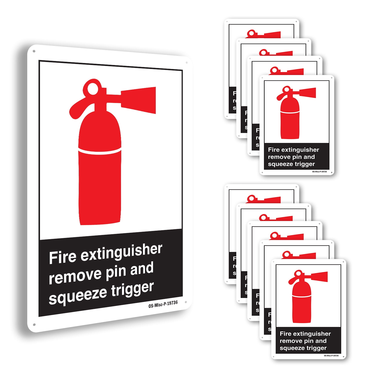 Fire Extinguisher Remove Pin And Squeeze Trigger ANSI Rigid Plastic ...