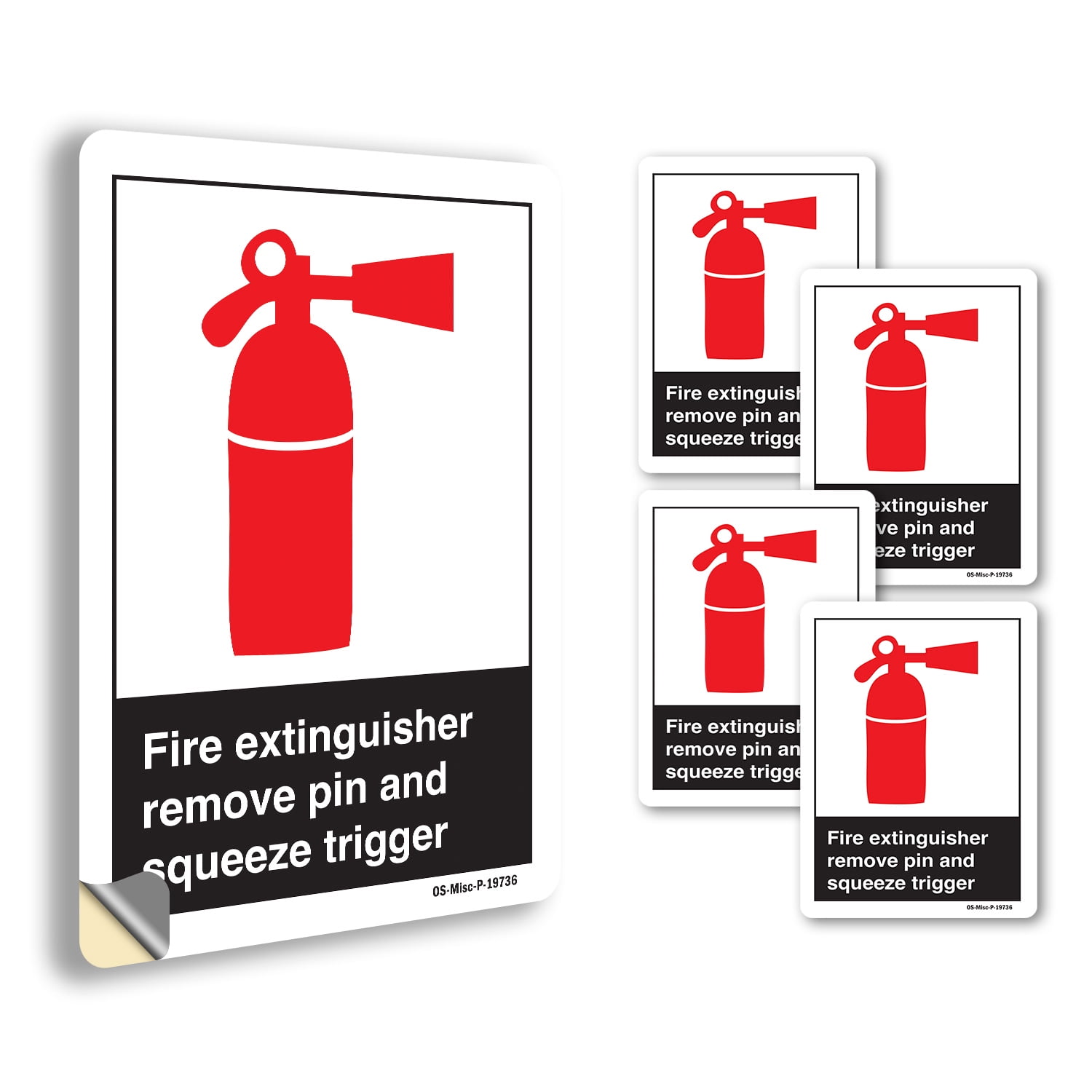 Fire Extinguisher Remove Pin And Squeeze Trigger ANSI Vinyl Decal Label ...