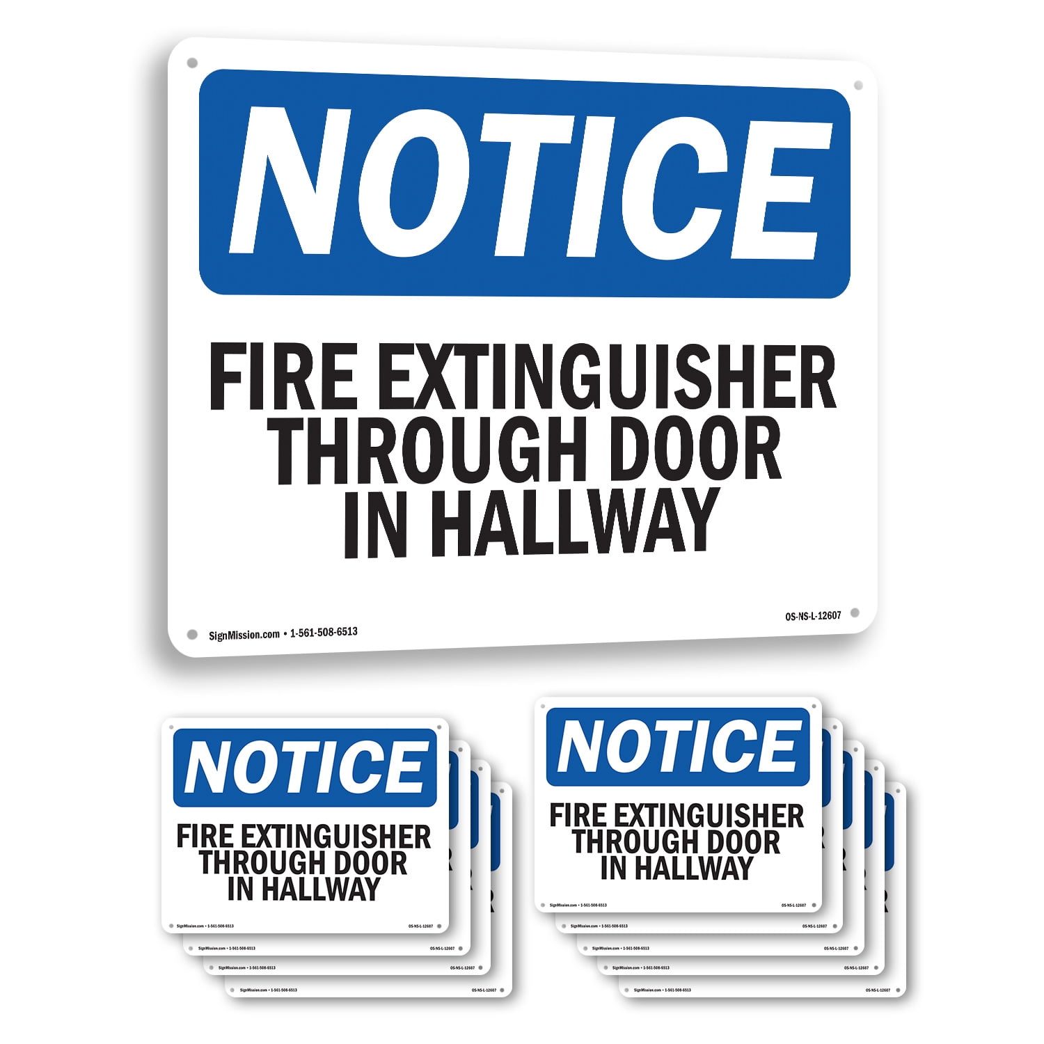 Fire Extinguisher Through Door In Hallway OSHA Notice Rigid Plastic ...