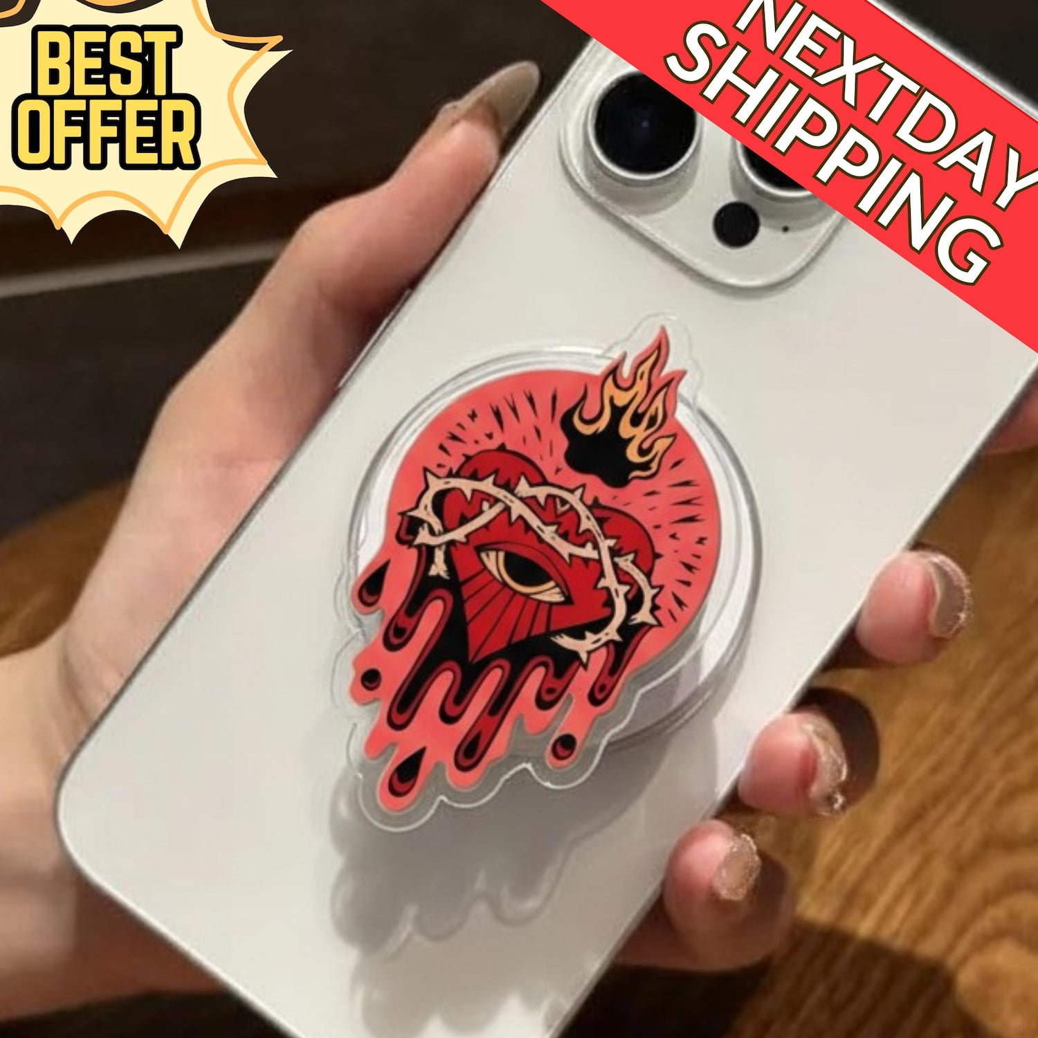 Fire Eye Dripping Blood Magnetic Phone Grip, Gothic Magsafe , Spooky ...