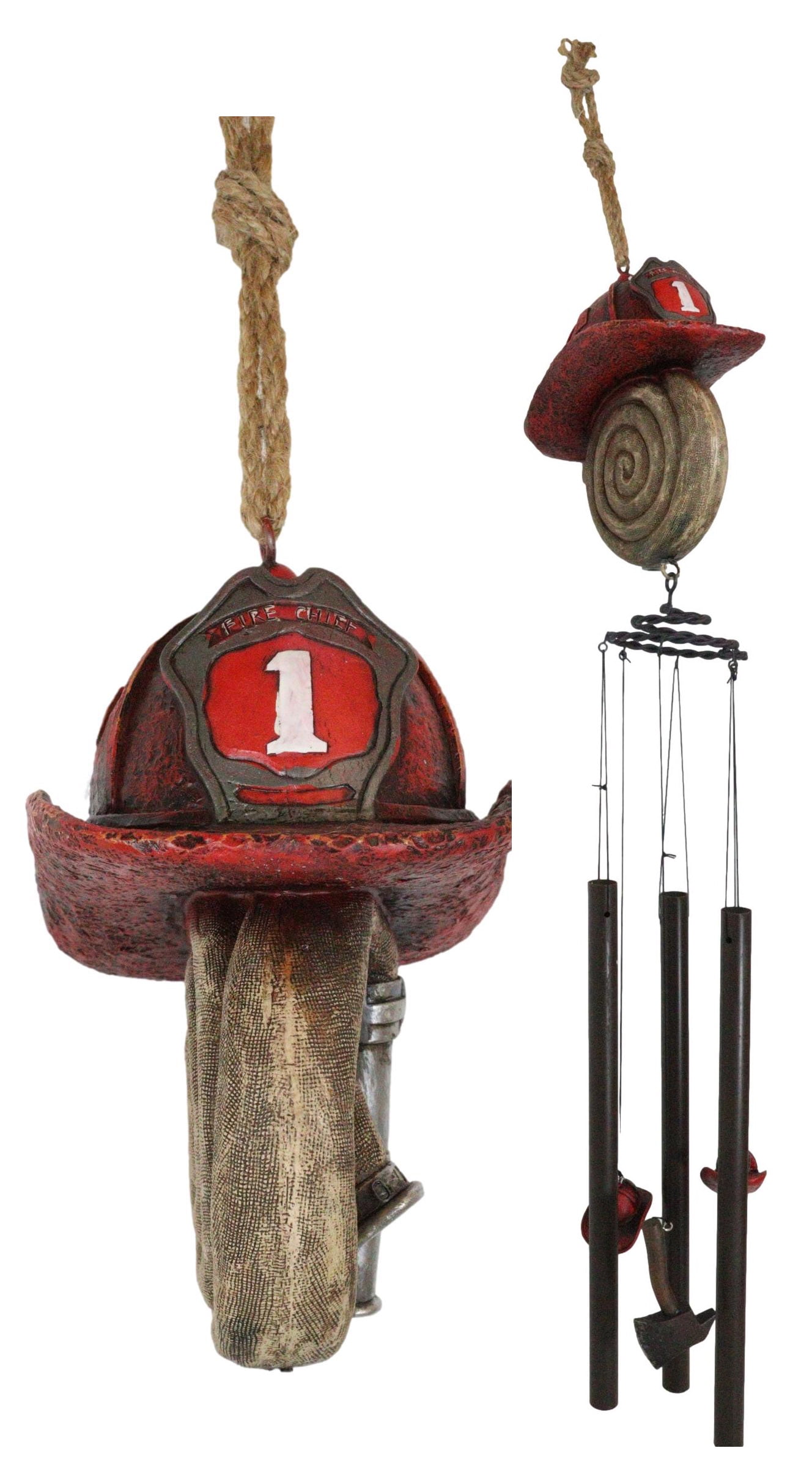 Fire Fighter Axe Fireman Station Number 1 Hat with Coiled Water Hose ...