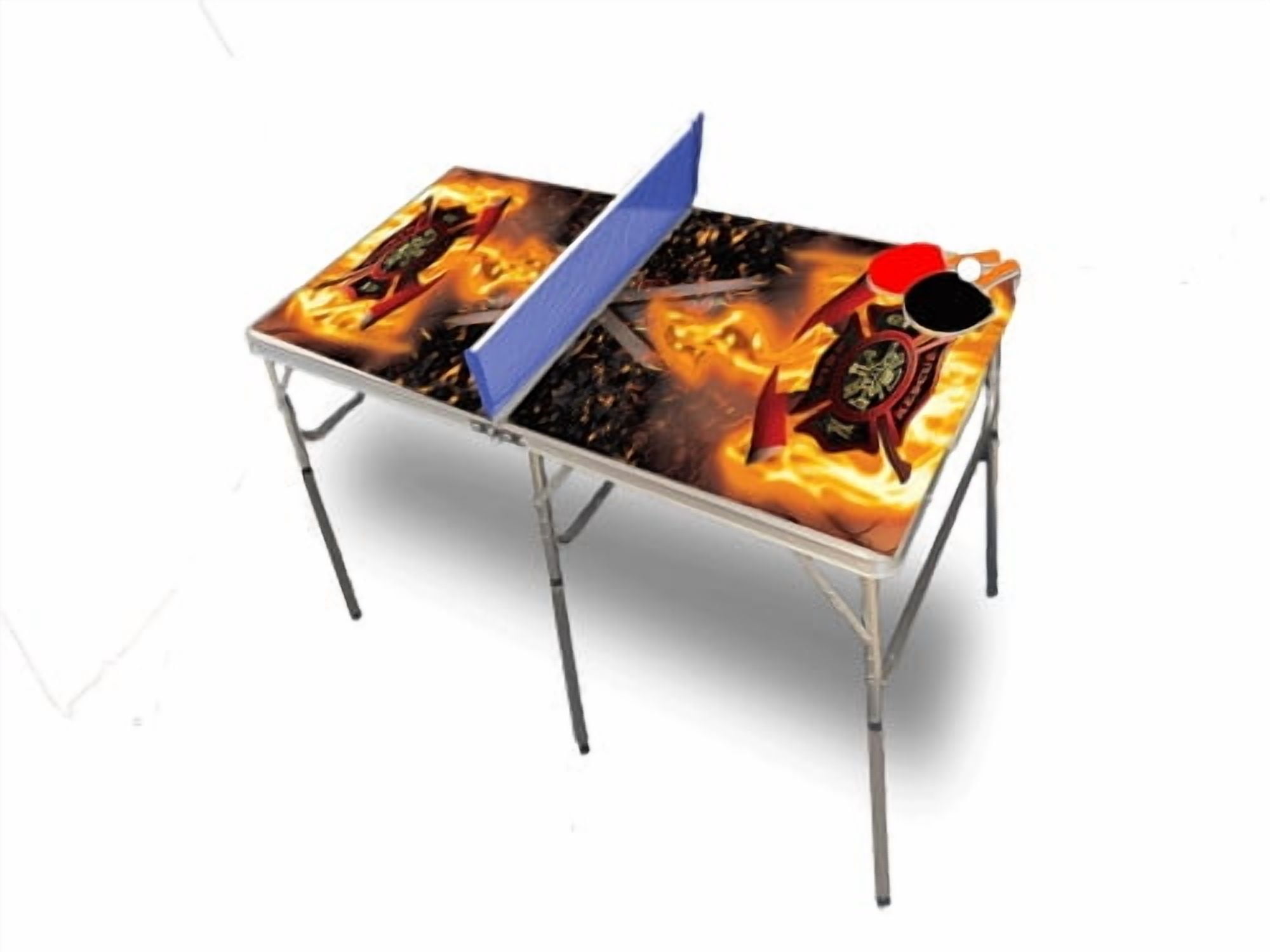Fire Fighter with Axes Portable Table Tennis Ping Pong Folding Table w ...