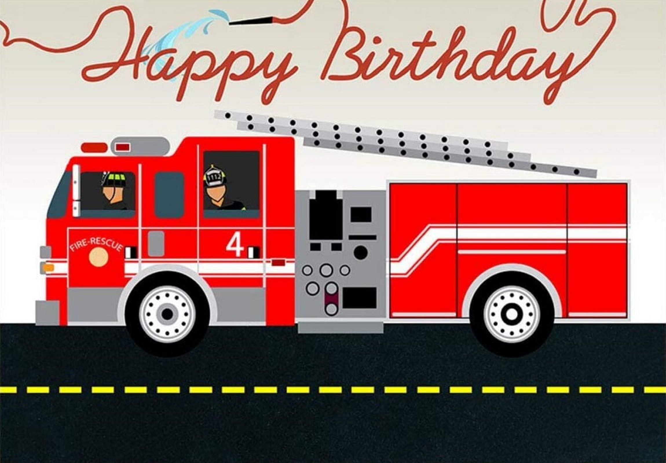 Fire Fighting Truck Happy Birthday Party Photography Backdrop Roaring ...