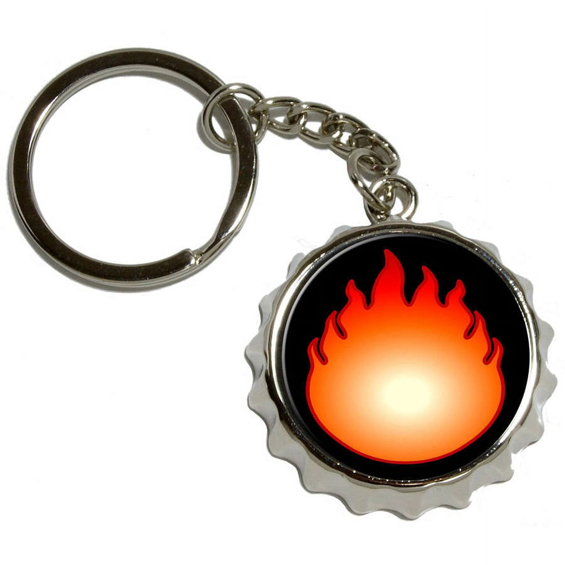 Fire Fireball, Nickel Plated Metal Popcap Bottle Opener Keychain Key ...