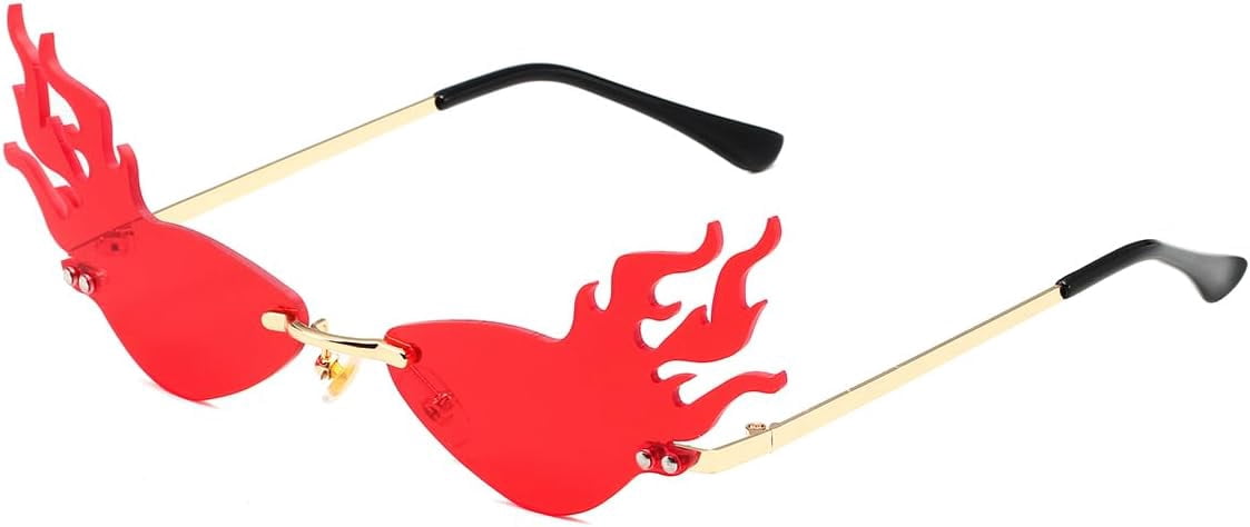 Fire Flame Sunglasses for Women Vintage Rimless Gold Fish Sun Glasses ...