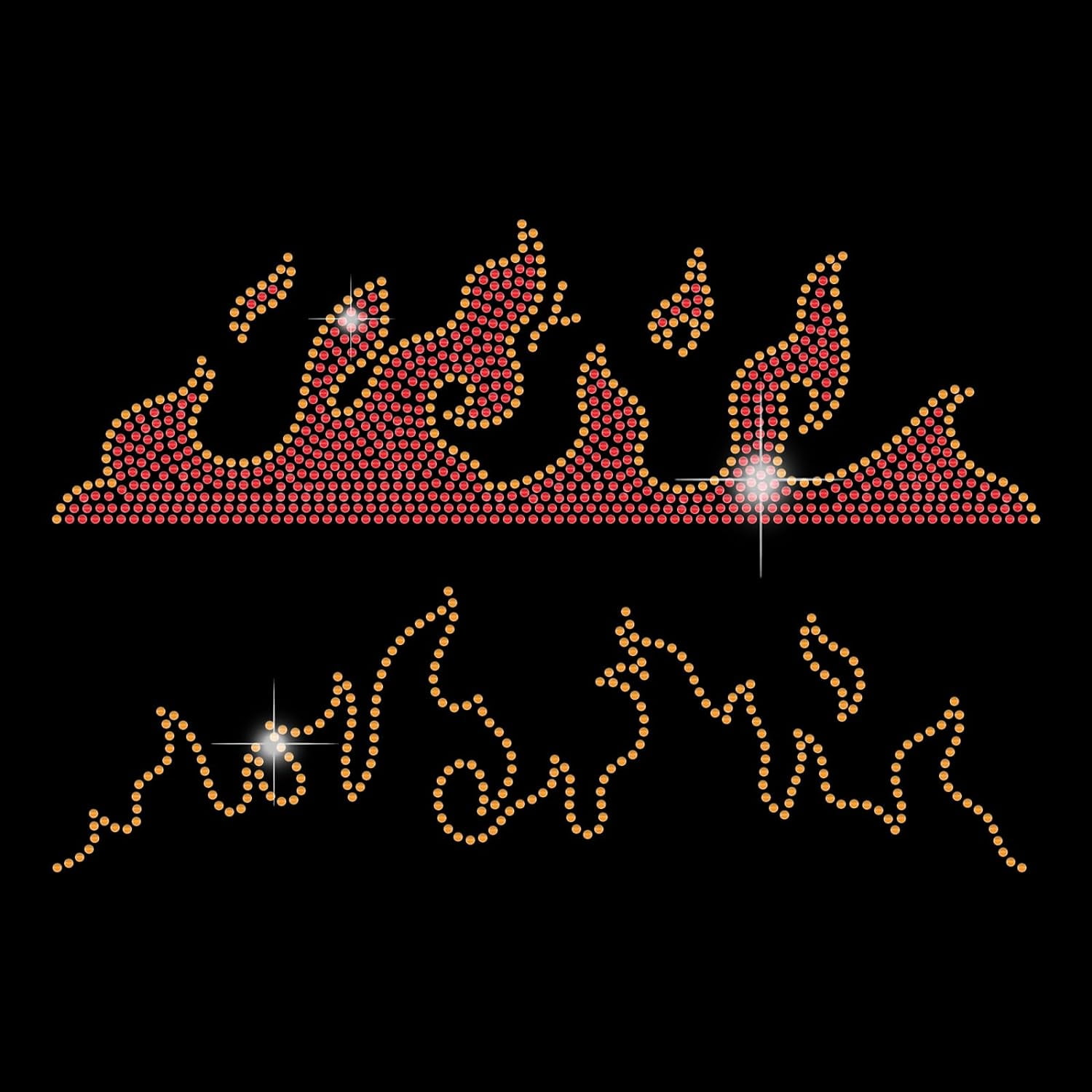 Fire Flames Iron on Rhinestones Heat Transfer Vintage Costume T-Shirt ...