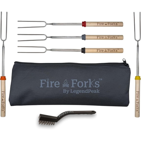 Fire Forks by - Marshmallow Roasting Sticks | 32” Extendable Skewers w ...