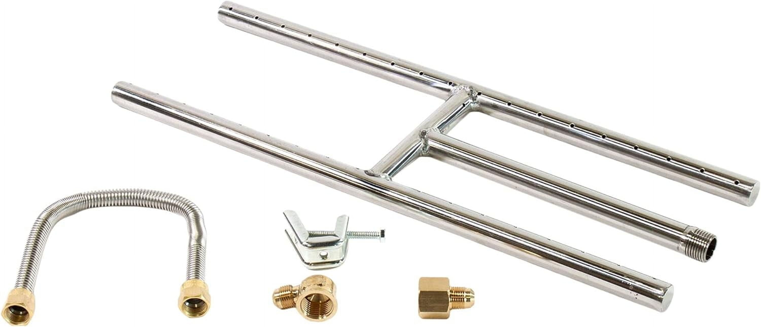 Fire Glass 18" x 6" H-Burner, Natural Gas, Stainless Steel, Non-Whistle ...