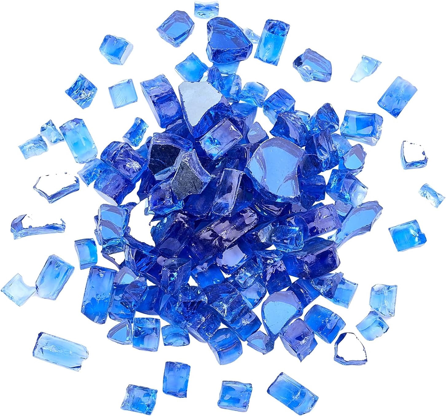 Fire Glass Blue Reflective Tempered Fire Glass Chips 300g Fireplace ...