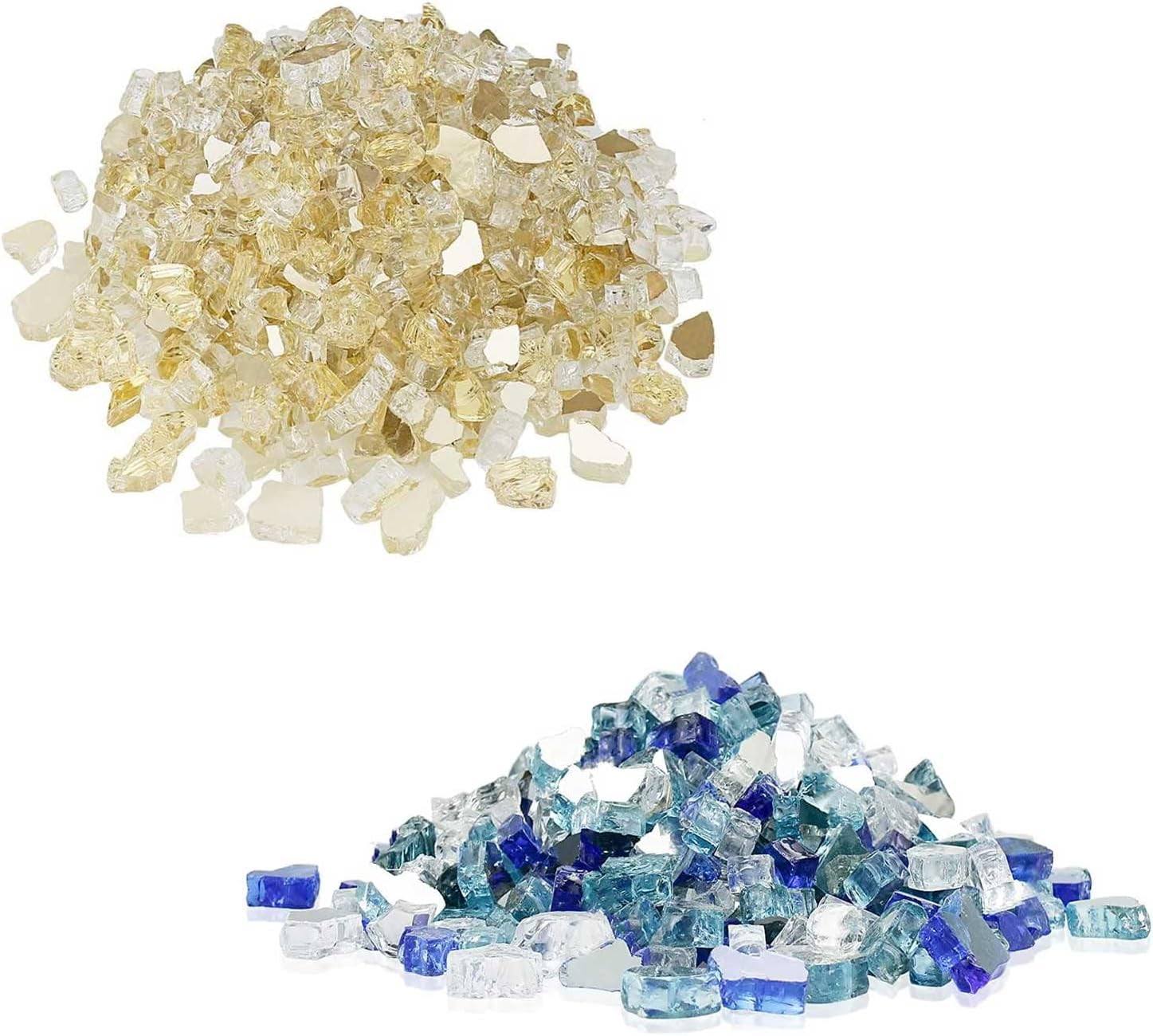 Fire Glass for Fire Pit - 1/2 Inch High Luster Reflective Tempered ...