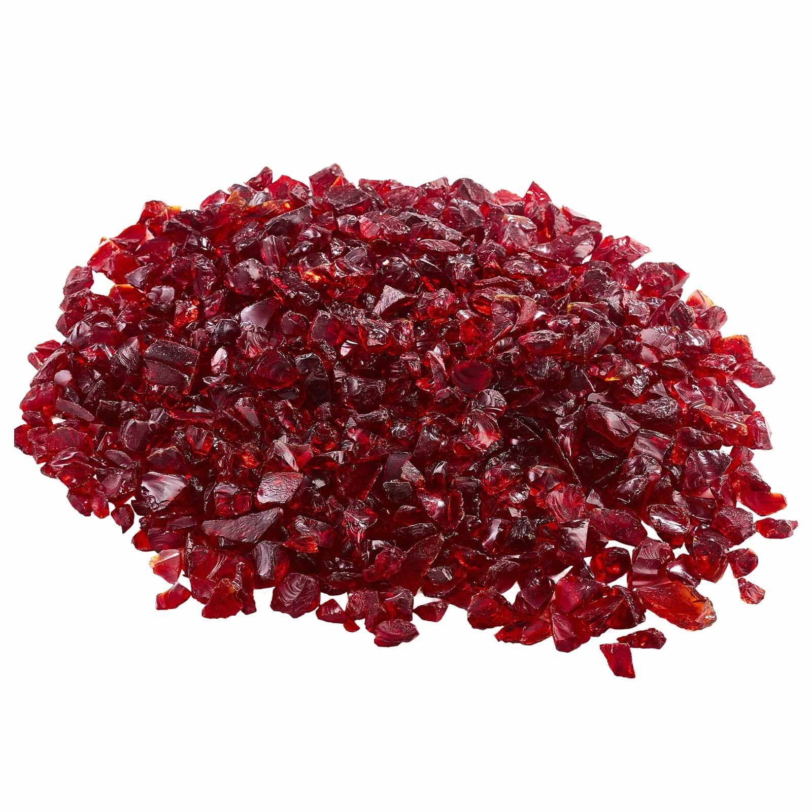 Fire Glass Rocks - 10 lb Red Fireplace Glass for Indoor & Outdoor Fire ...