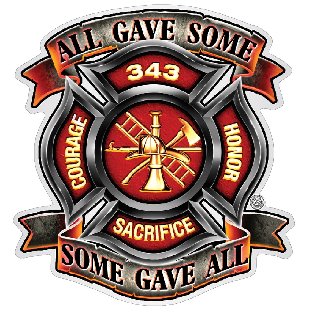 Fire Honor Courage Sacrifice 343 Badge Firefighter White vinyl ...