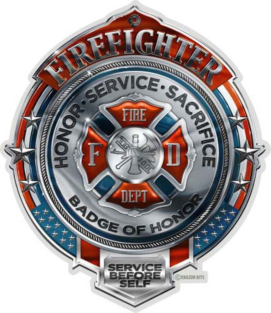 Fire Honor Service Sacrifice Chrome Badge Firefighter White vinyl ...
