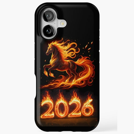 Fire Horse Black Background Art Phone Case with iPhone 17 to 11 Pro Max ...