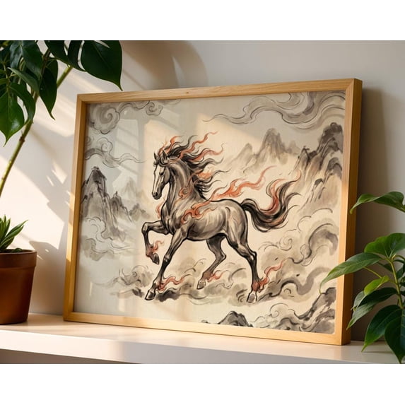 Fire Horse Print, Year of Fire Horse 2026 Wall Art, Chinese Zodiac ...