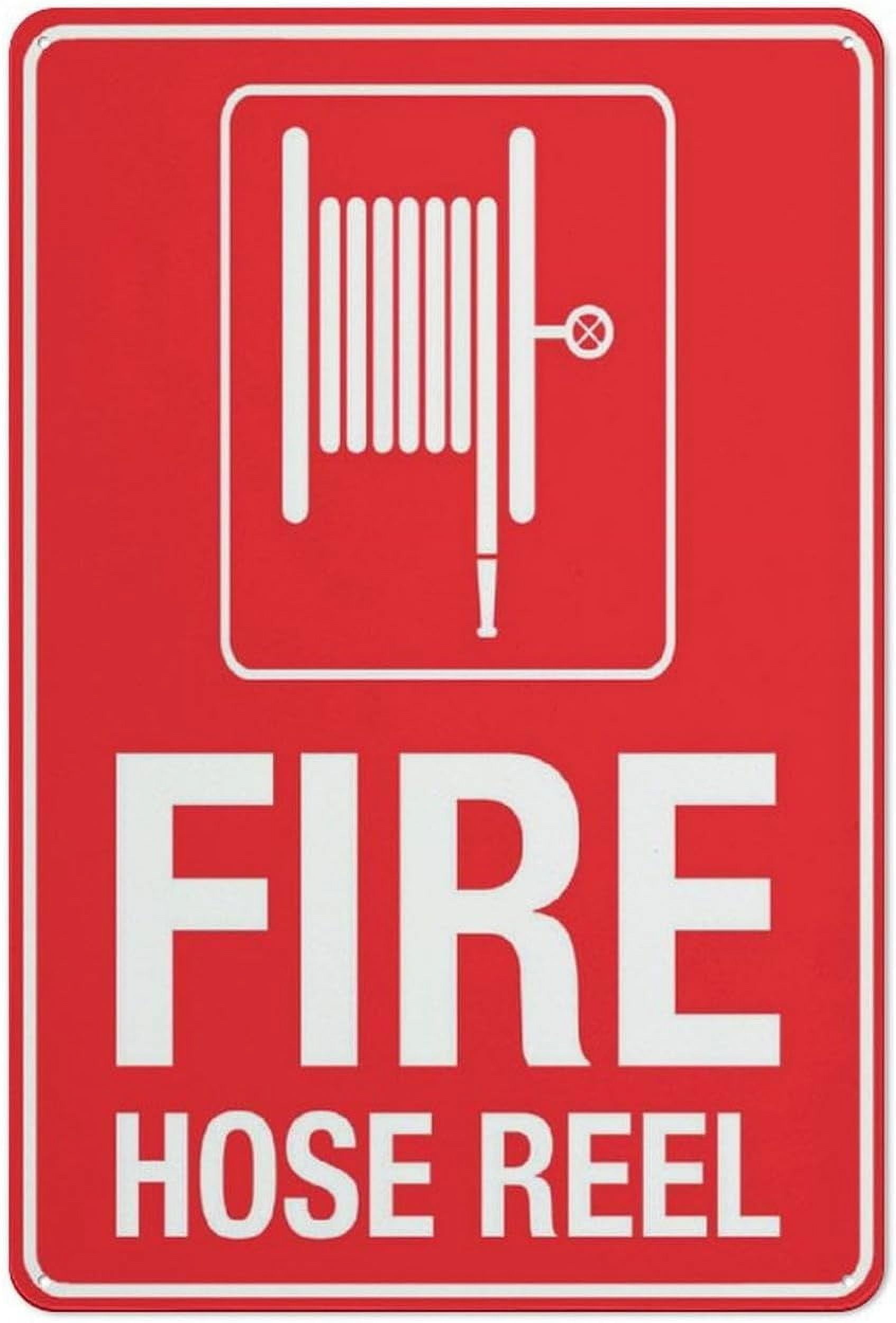 Fire Hose Reel with Icon Long Sign Metal Sign, Rustproof Aluminum ...