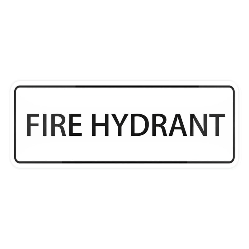 Fire Hydrant Sign, 10 X 3 Inch Acrylic Plastic Sign With Symbols, Self ...