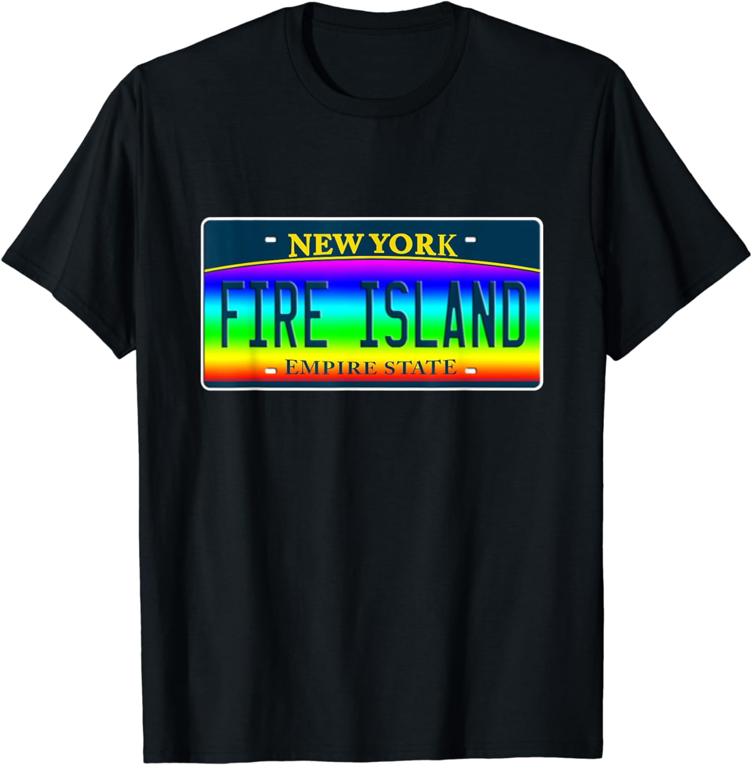 Fire Island NY Hamptons Rainbow LGBT Pride License Plate T-Shirt ...