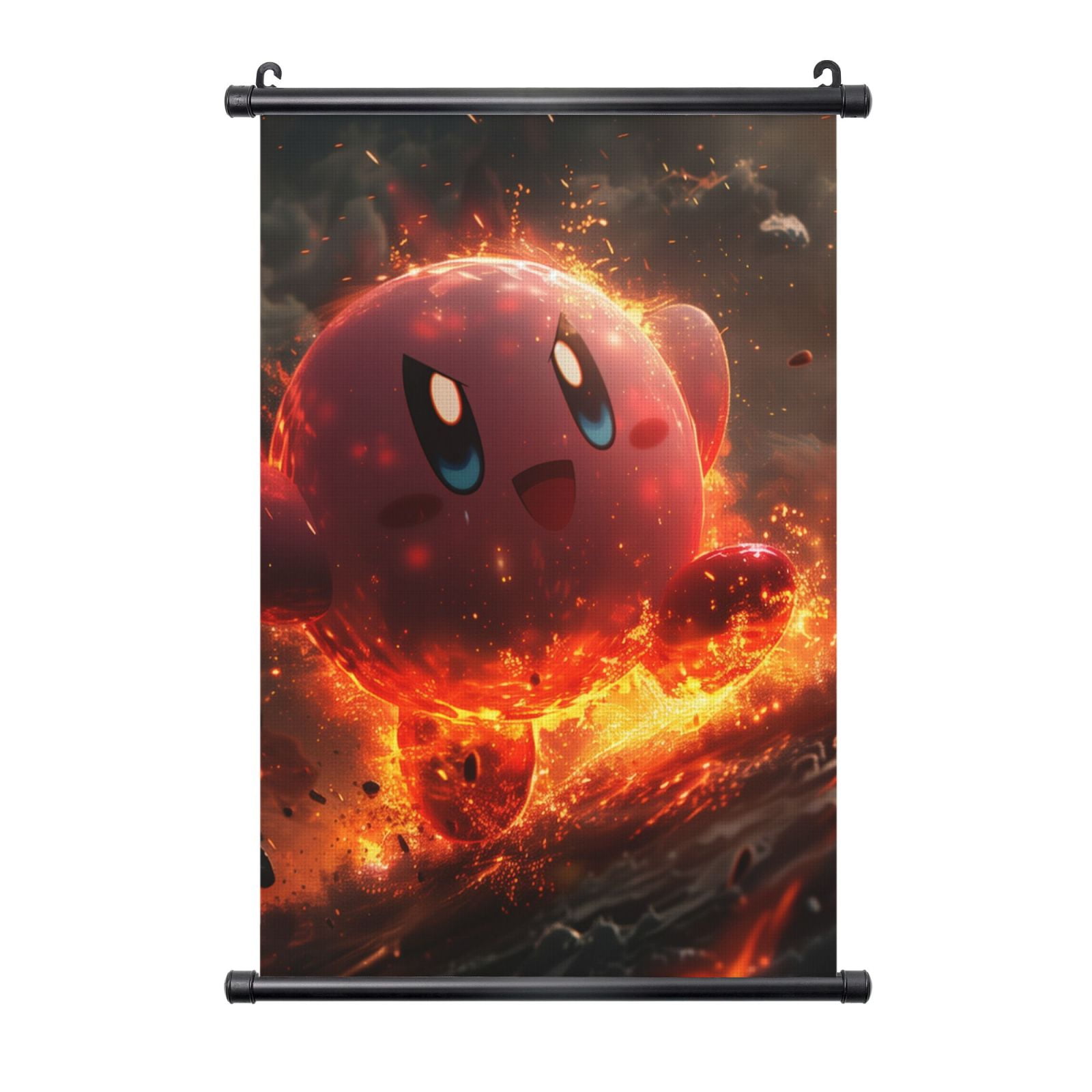 Fire Kirby Black Plastic Shaft Hanging Poster Canvas Wall Hanging ...