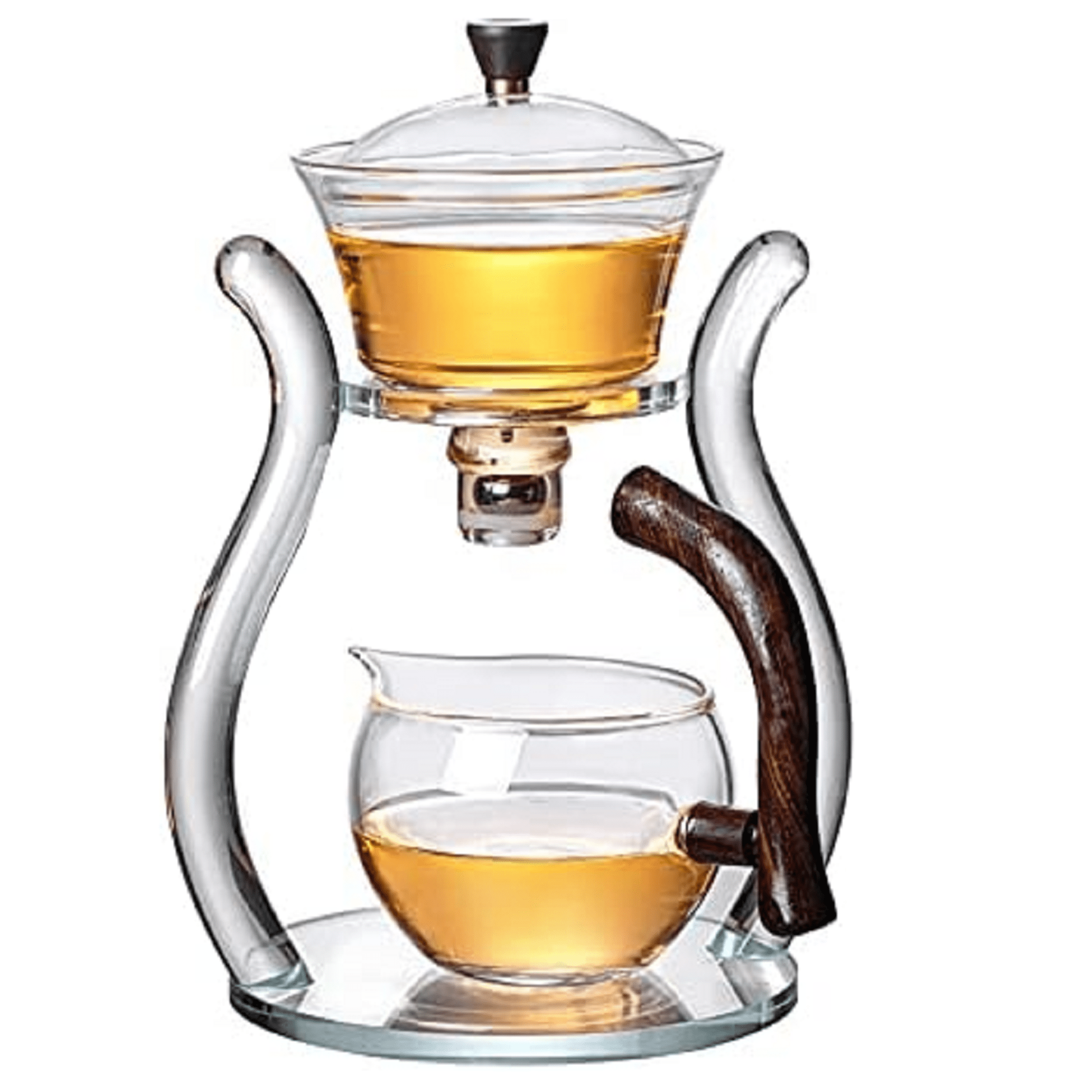 Fire Kirin Lazy Kungfu Glass Tea Set Semi Automatic Clear Tea Pot Set ...
