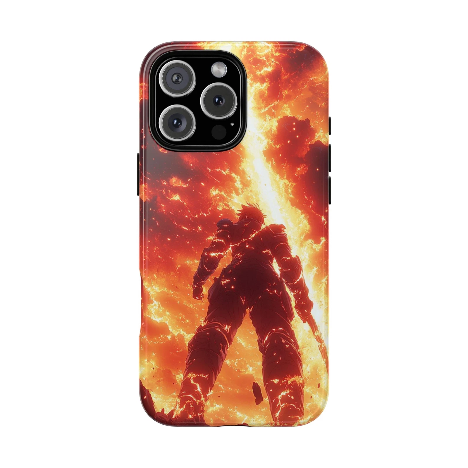Fire Knight Sword and Flames Fantasy Art Phone Case with iPhone 17 ...